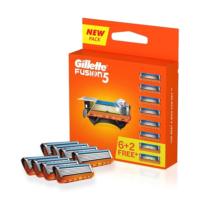 Gillette Fusion Manual Blades 5 Pieces For Men With Styling Back Blade ...