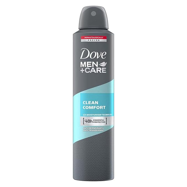 Dove Men+Care Clean Comfort Dry Spray Antiperspirant Deodorant, 250 ml ...